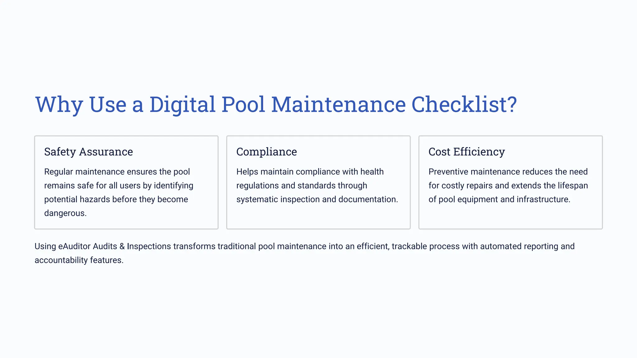 Pool Maintenance Checklist with eAuditor Audits & Inspections | PDF