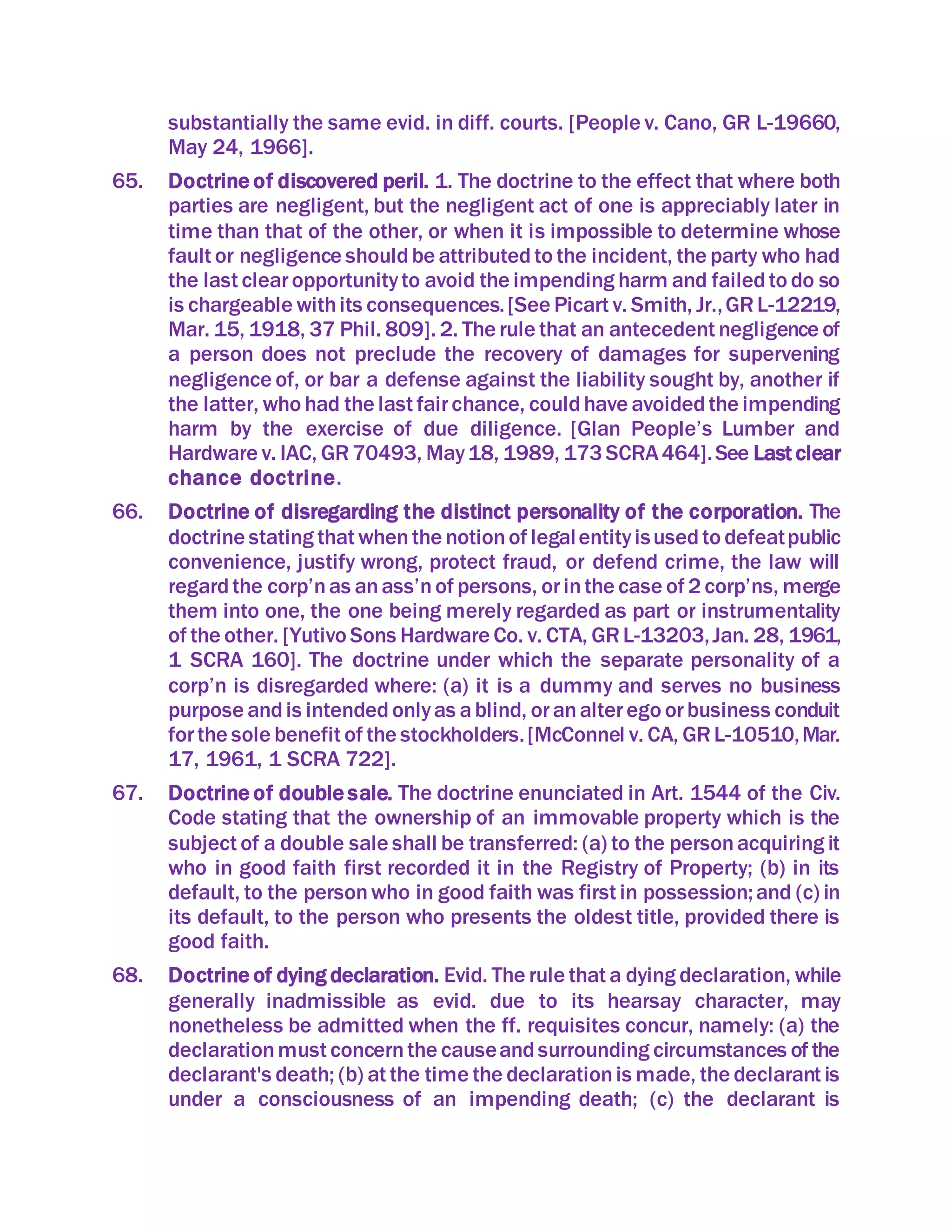 POOL OF (300+) PHILIPPINE LEGAL DOCTRINES COMPILED BY PROF. ALVIN T ...