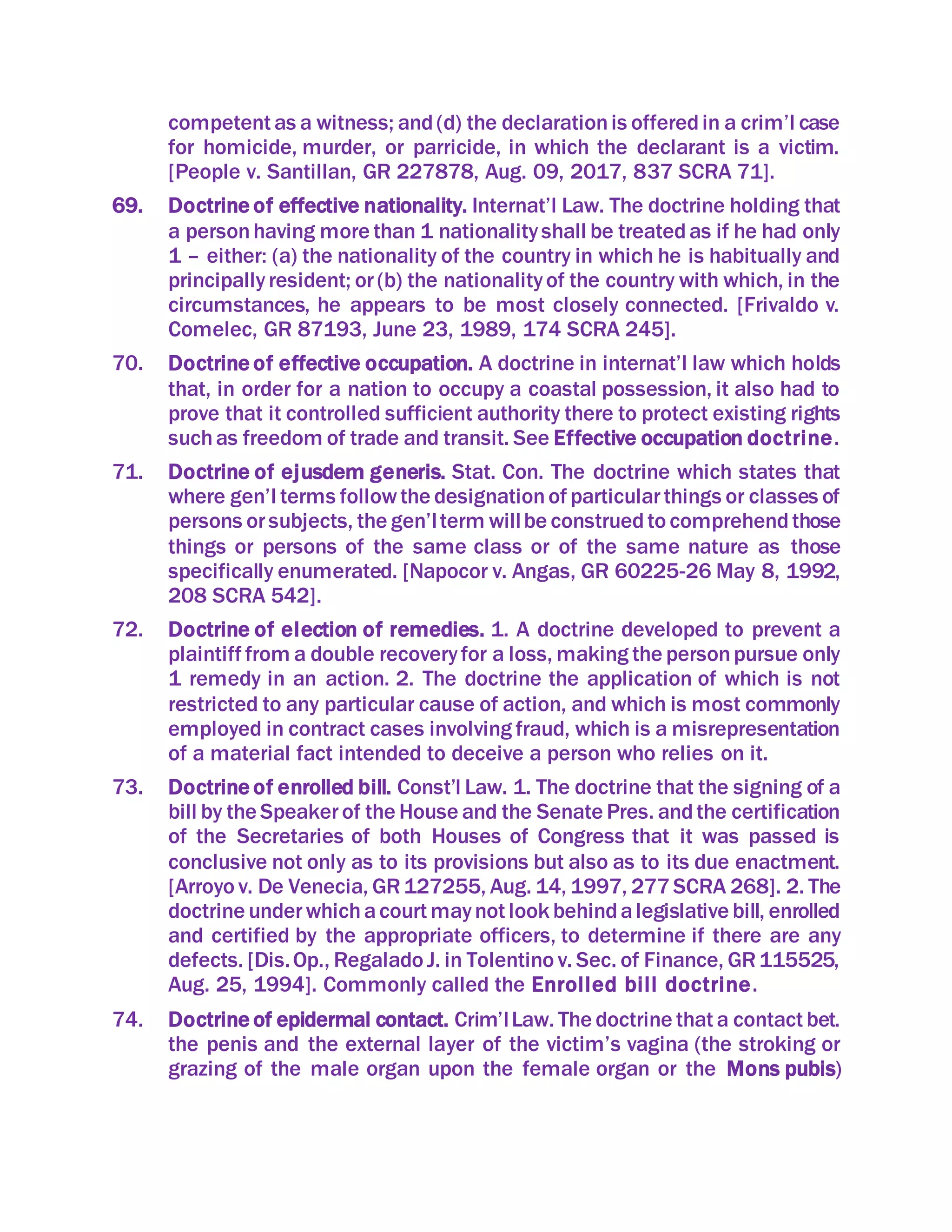 POOL OF (300+) PHILIPPINE LEGAL DOCTRINES COMPILED BY PROF. ALVIN T ...