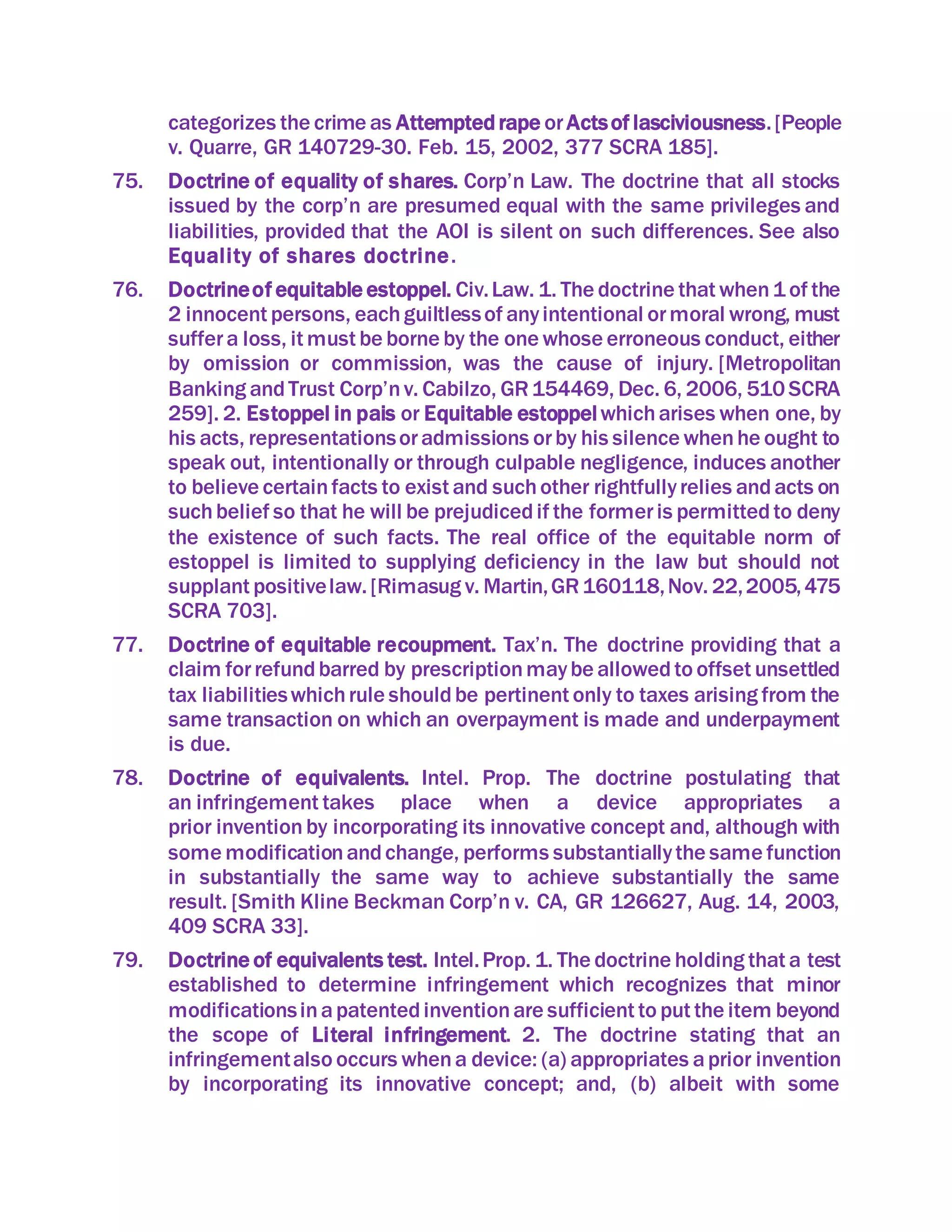 POOL OF (300+) PHILIPPINE LEGAL DOCTRINES COMPILED BY PROF. ALVIN T ...