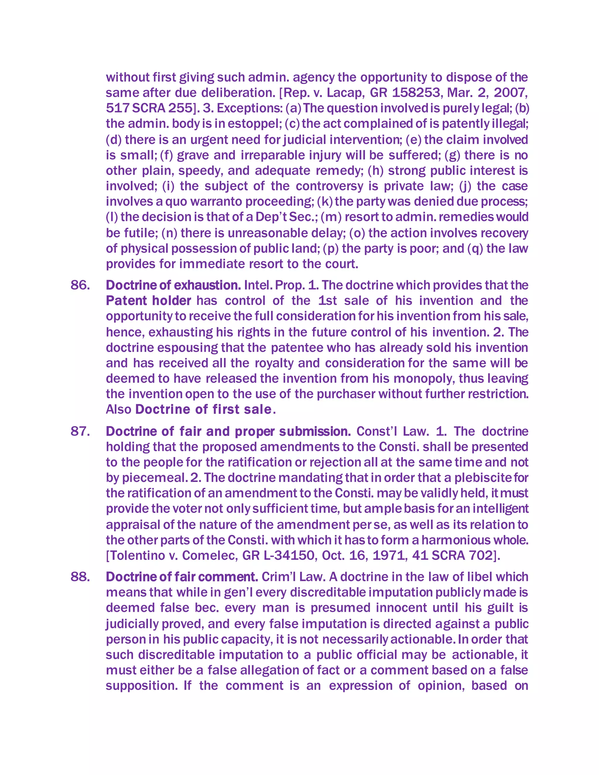 POOL OF (300+) PHILIPPINE LEGAL DOCTRINES COMPILED BY PROF. ALVIN T ...