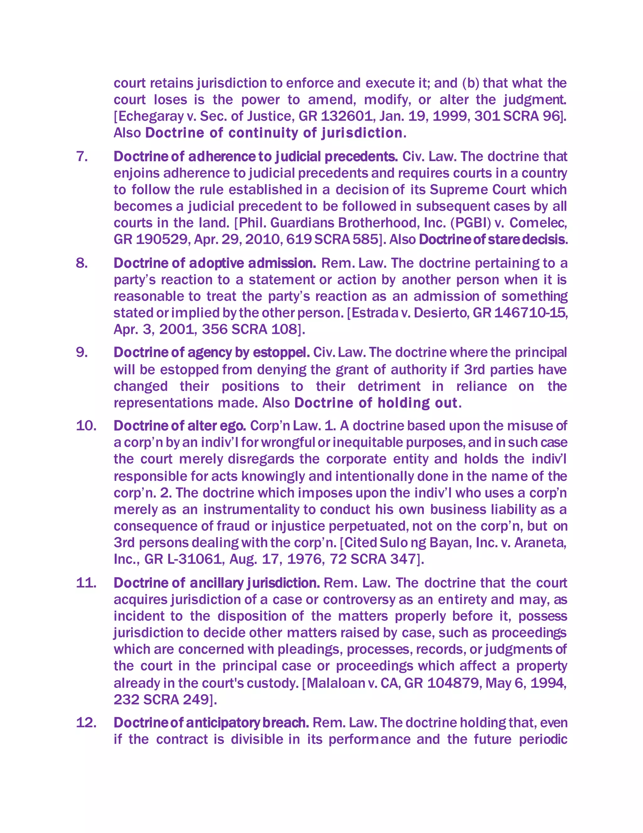 POOL OF (300+) PHILIPPINE LEGAL DOCTRINES COMPILED BY PROF. ALVIN T ...