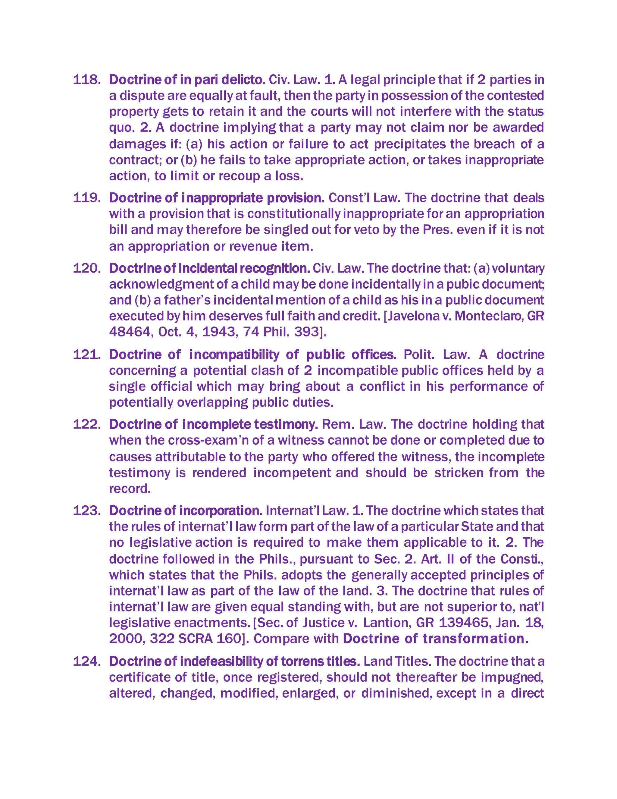POOL OF (300+) PHILIPPINE LEGAL DOCTRINES COMPILED BY PROF. ALVIN T ...