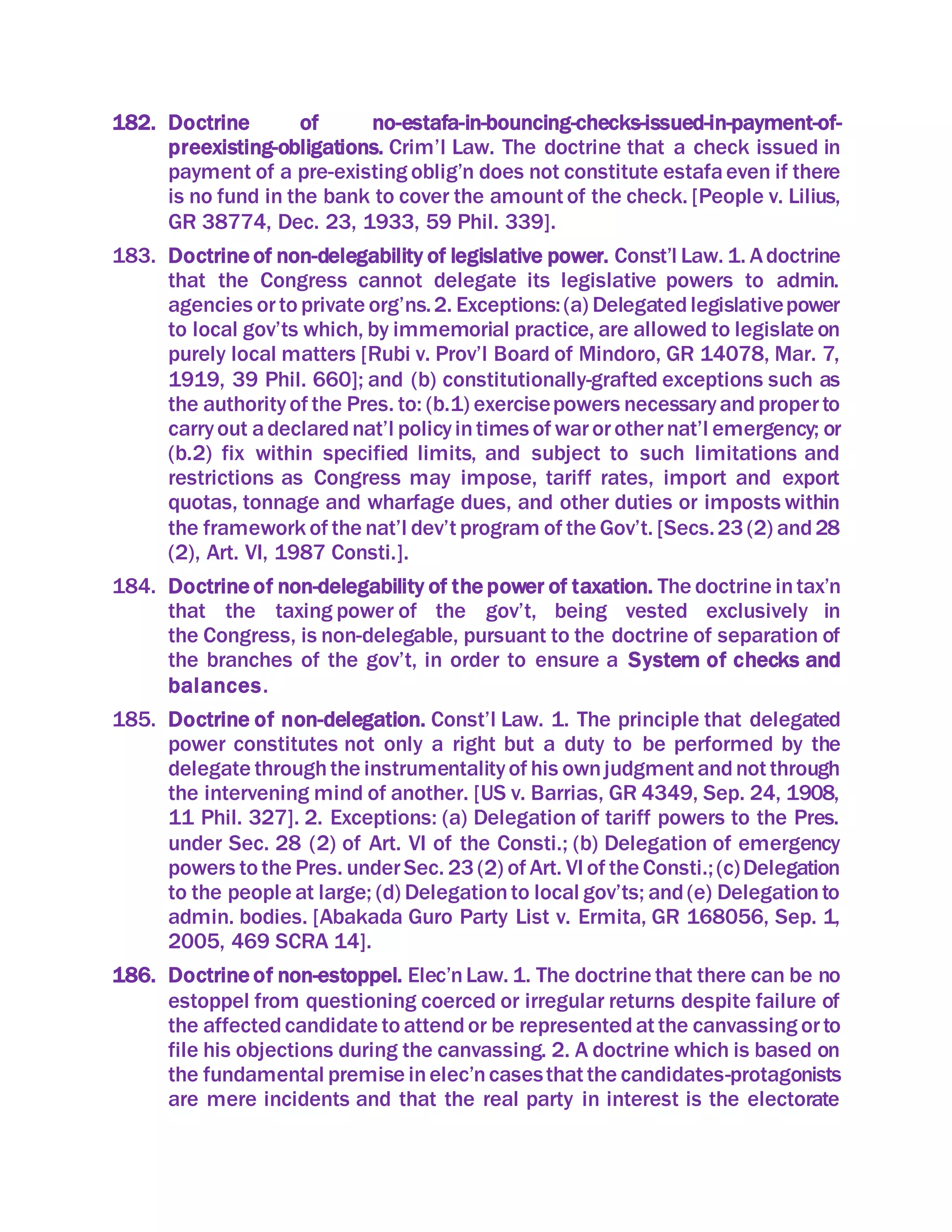 POOL OF (300+) PHILIPPINE LEGAL DOCTRINES COMPILED BY PROF. ALVIN T ...