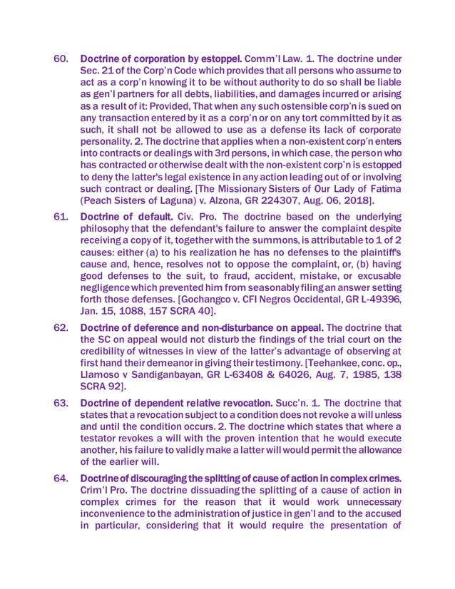 POOL OF (300+) PHILIPPINE LEGAL DOCTRINES COMPILED BY PROF. ALVIN T ...