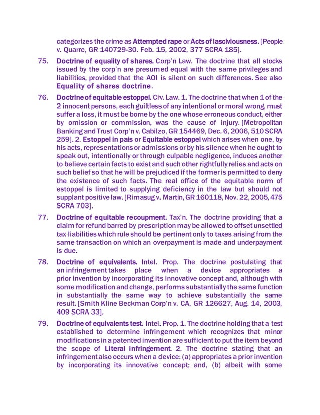 POOL OF (300+) PHILIPPINE LEGAL DOCTRINES COMPILED BY PROF. ALVIN T ...