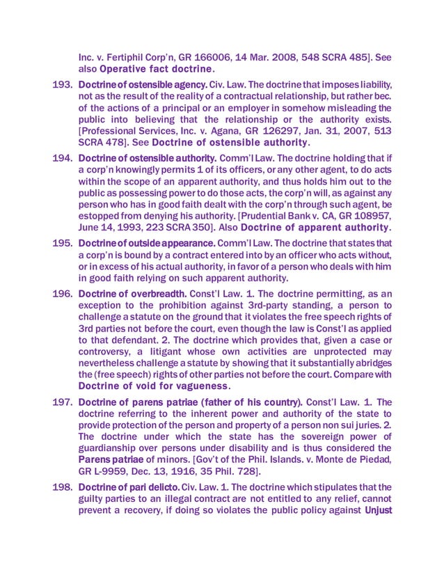 POOL OF (300+) PHILIPPINE LEGAL DOCTRINES COMPILED BY PROF. ALVIN T ...