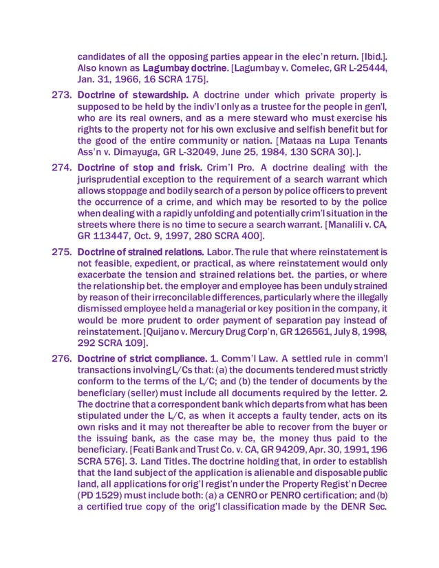 POOL OF (300+) PHILIPPINE LEGAL DOCTRINES COMPILED BY PROF. ALVIN T ...
