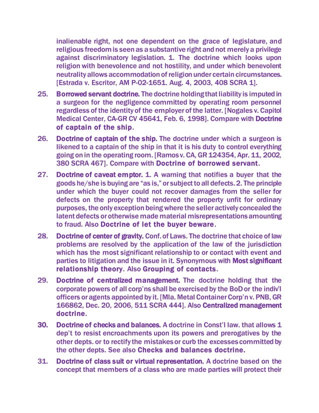 POOL OF (300+) PHILIPPINE LEGAL DOCTRINES COMPILED BY PROF. ALVIN T ...