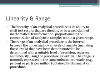 validation of analytical procedure USFDA Guidline | PPT