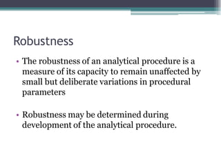validation of analytical procedure USFDA Guidline | PPT