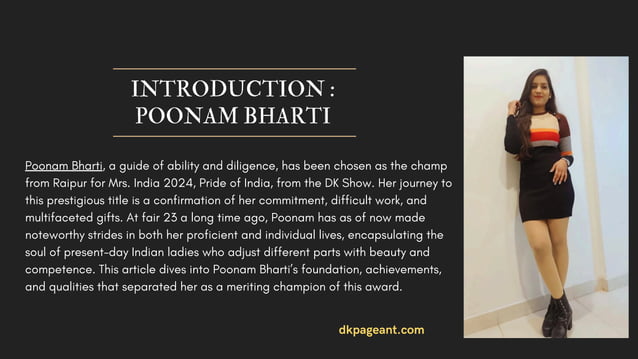 MISS RAIPUR 2024 - WINNER POONAM BHARTI. | PDF