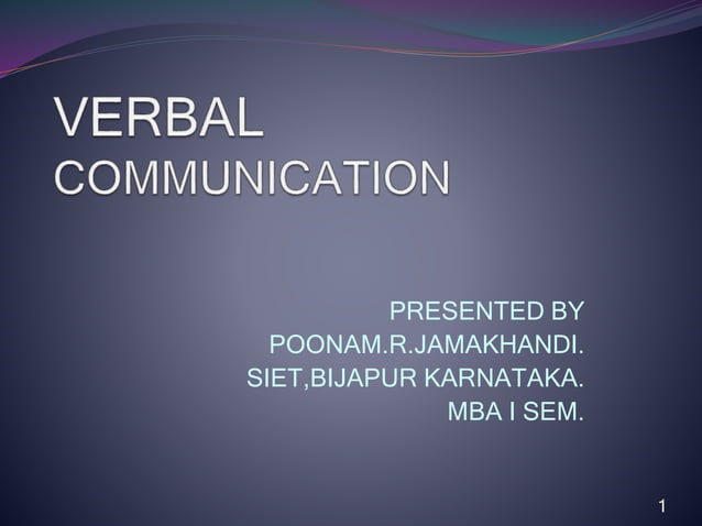 VERBAL COMMUNICATION. | PPT
