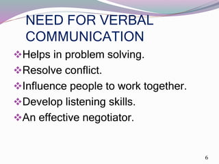 VERBAL COMMUNICATION. | PPTX