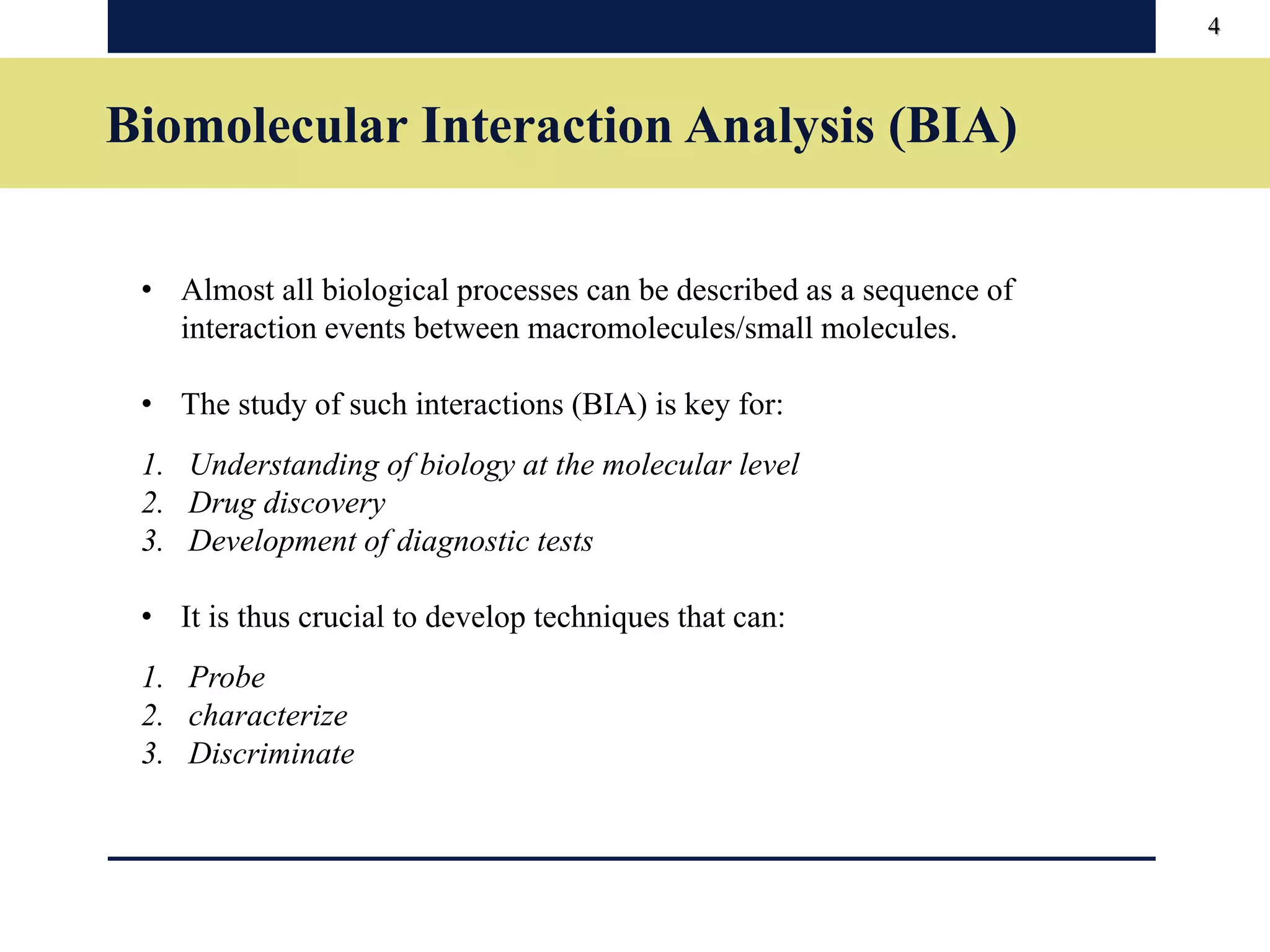 Biomolecular interaction analysis (BIA) techniques | PPSX