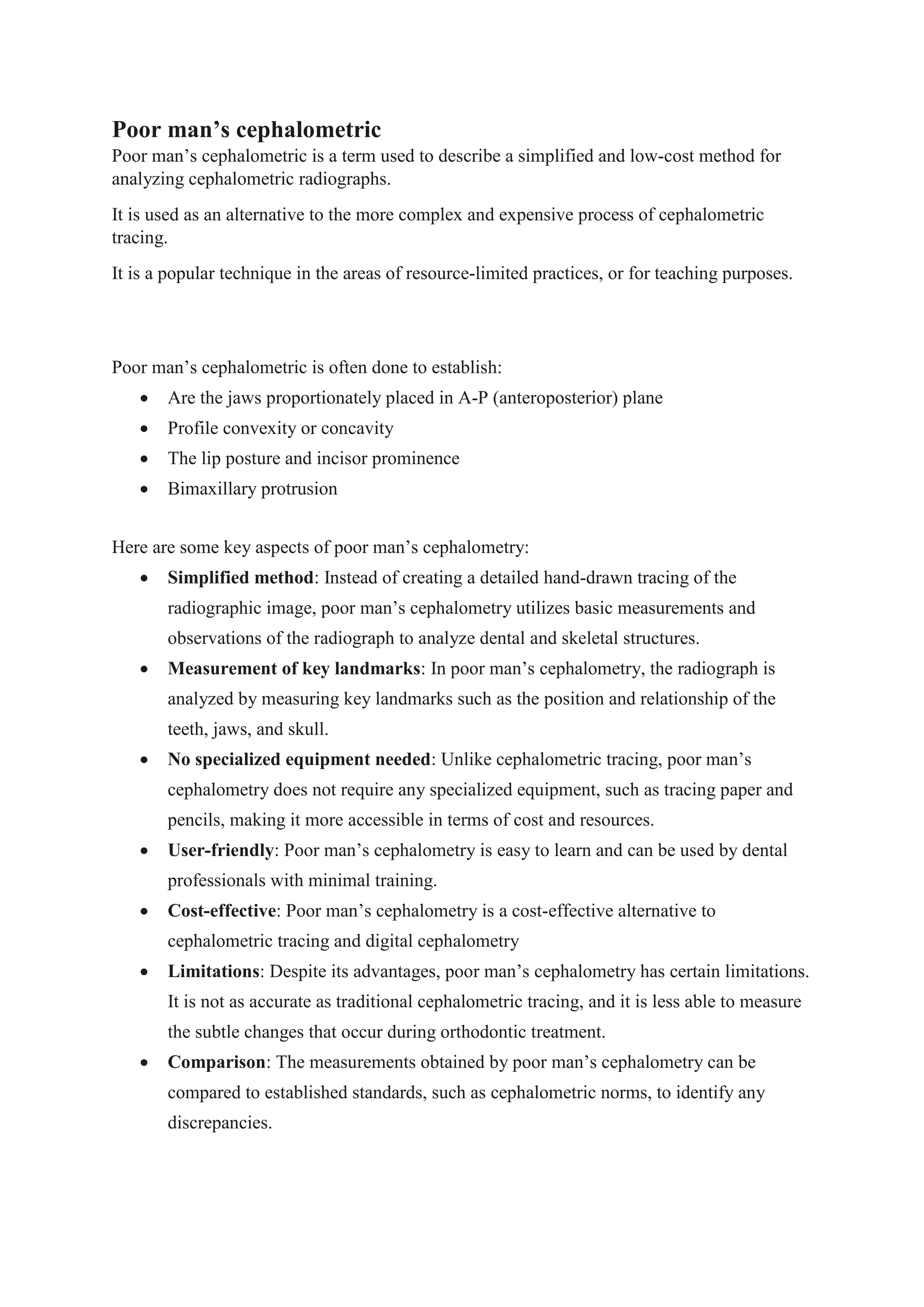 Poor man’s cephalometric in Orthodontics | DOCX