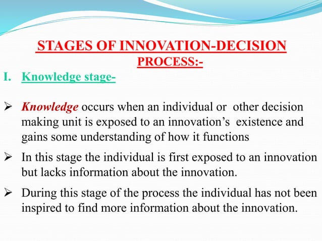 Innovation-Decision Process(A critical appraisal of the new formulation ...