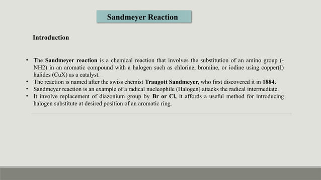 Named reactions ( Sandmeyer and Ullmann reaction) | PPTX