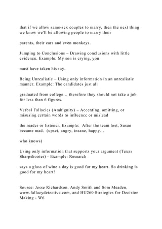 Poor Reasoning and Fallacies Cheat Sheet Appeal to the Pe.docx