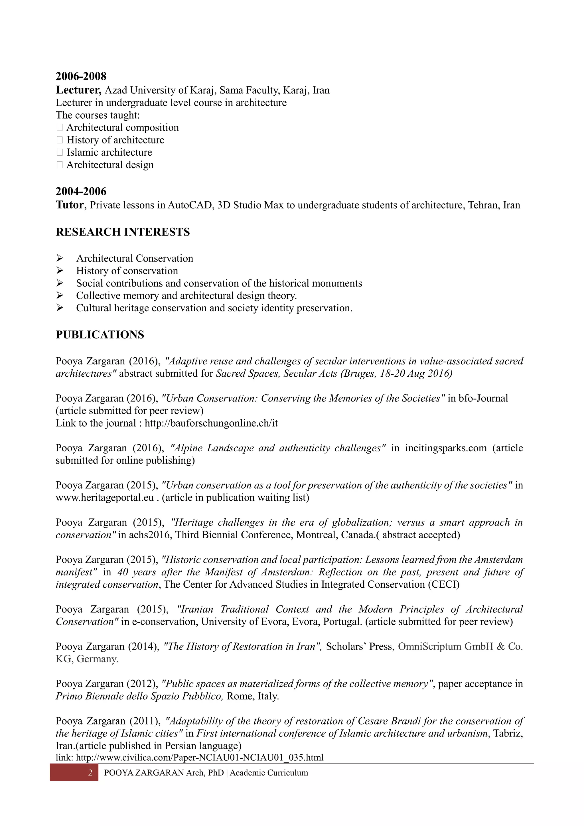 Pooya zargan academic curriculum | PDF