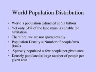 Pop. distribution _grade_7 | PPT | Geography | Science