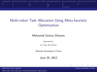 Multi-Robot Task Allocation using Meta-heuristic Optimization | PDF