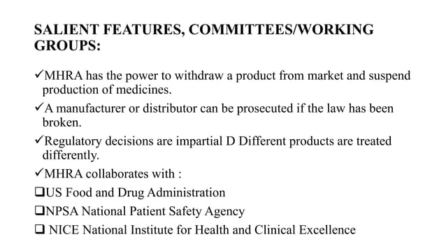 Medicines and Healthcare products Regulatory Agency(MHRA) | PPTX