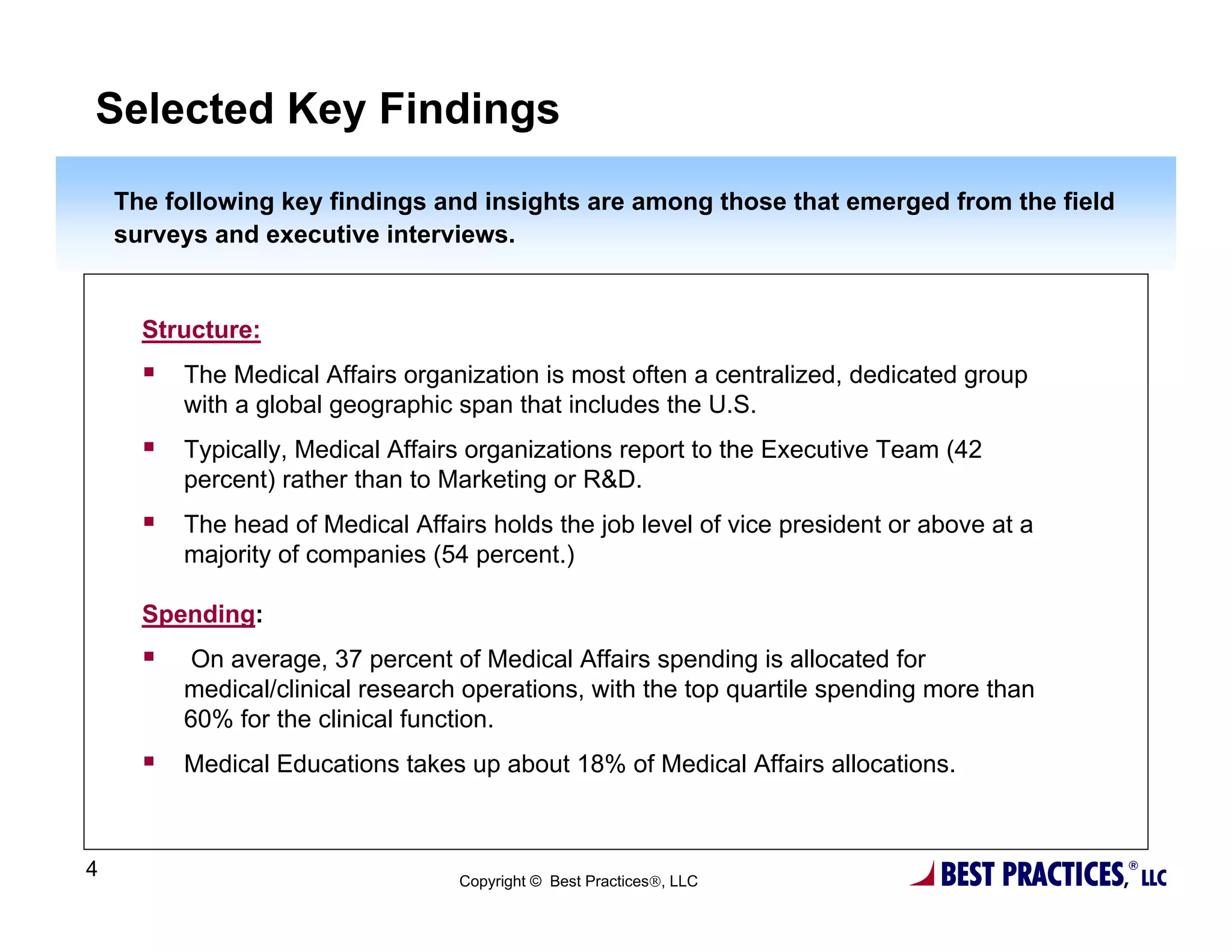 Medical Affairs Resources, Structures & Trends Report Summary | PDF