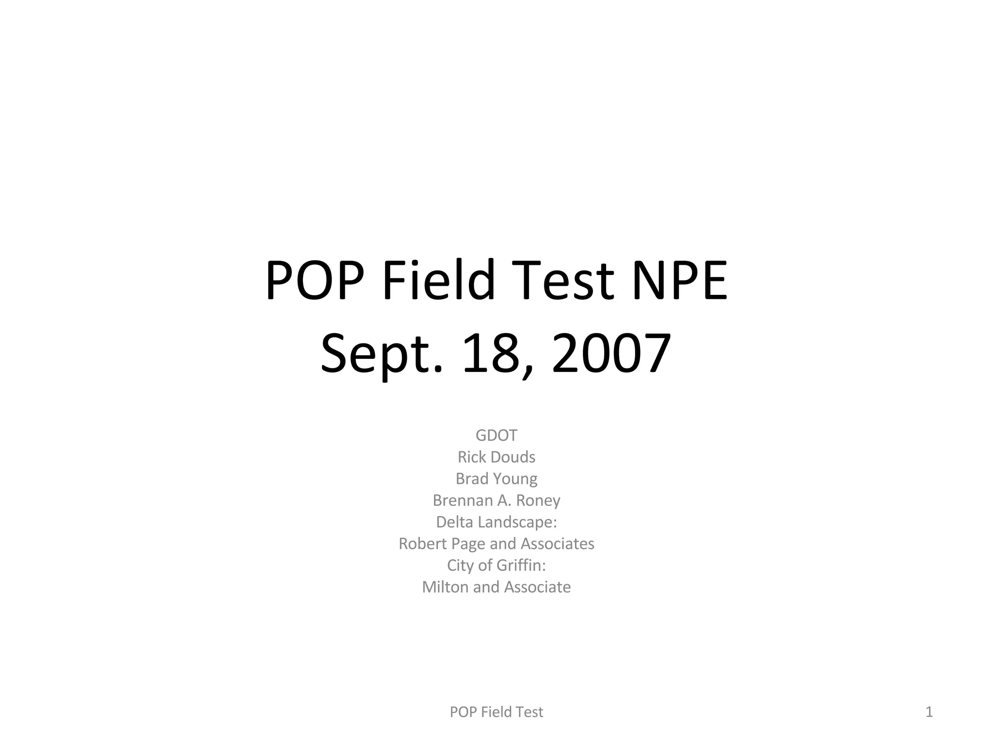 Pop Field Test Npe | PPT