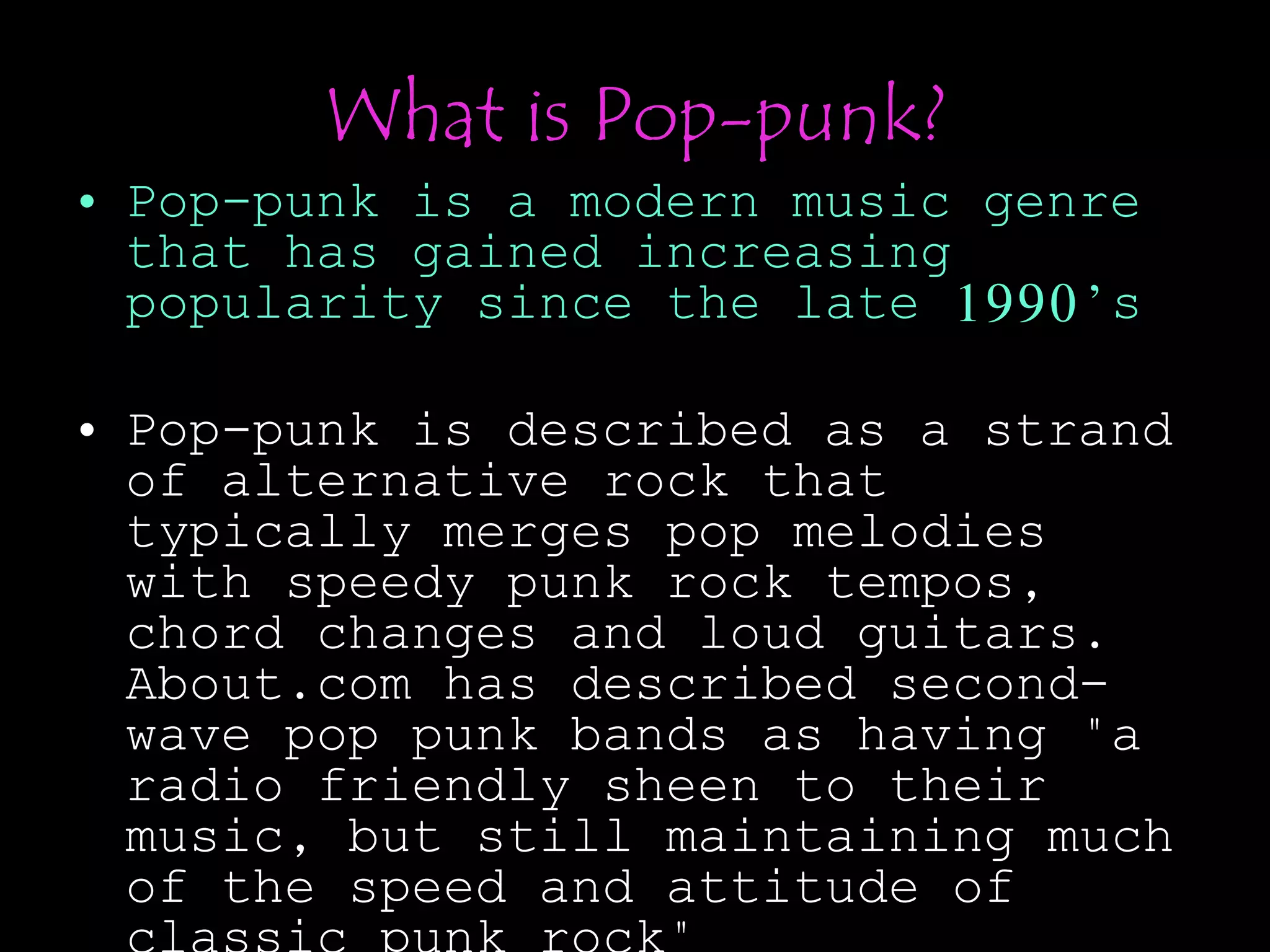 Pop punk genre homework | PPTX