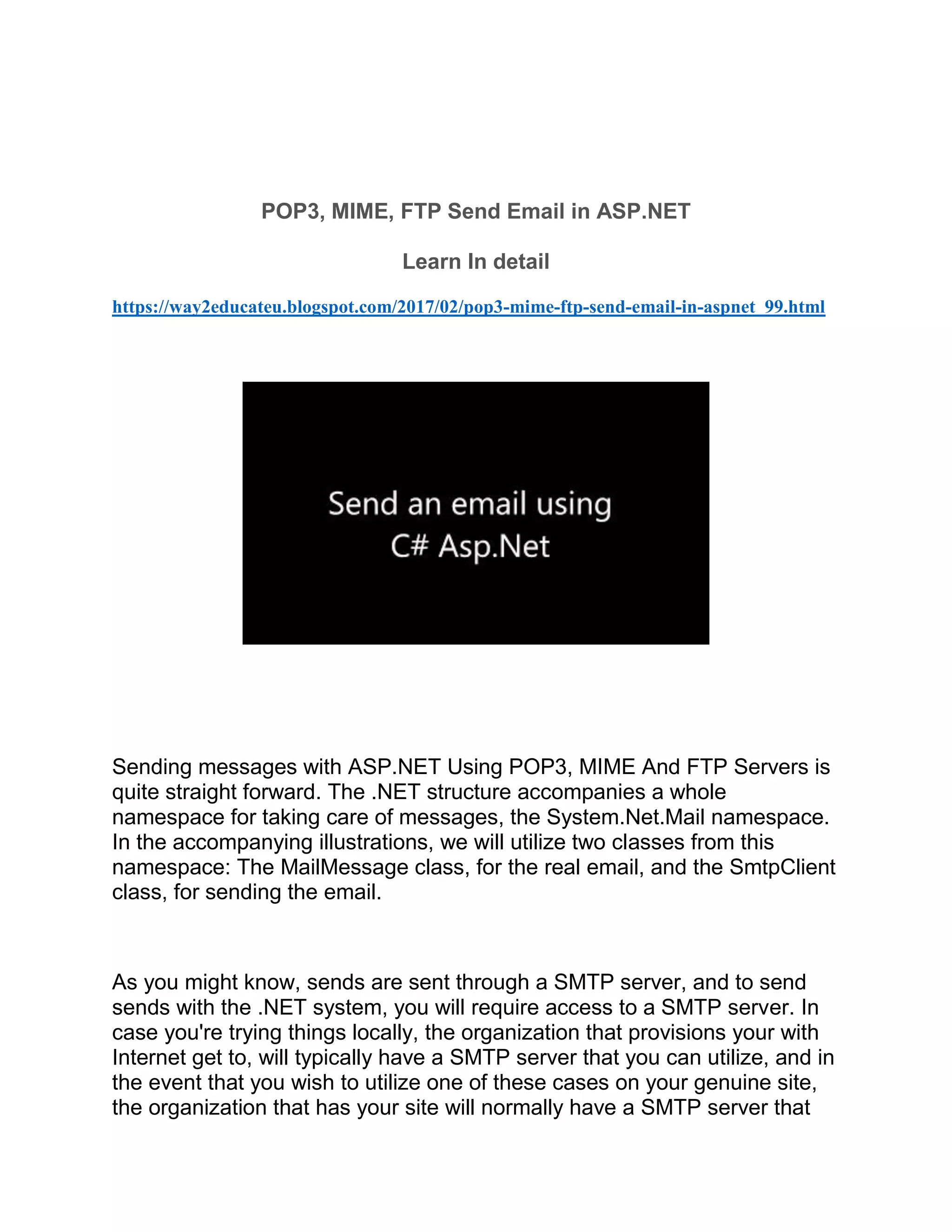 Send Email In Asp.Net