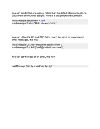 Send Email In Asp.Net