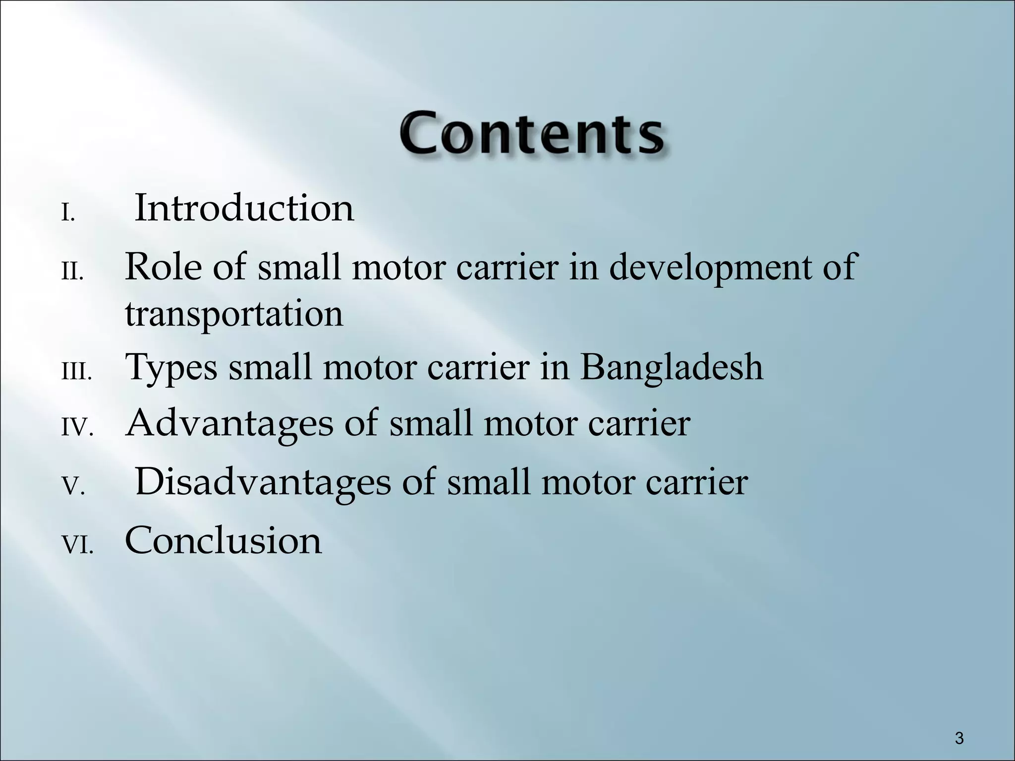 Small motor carrier in perspective of Bangladesh transportation | PPT