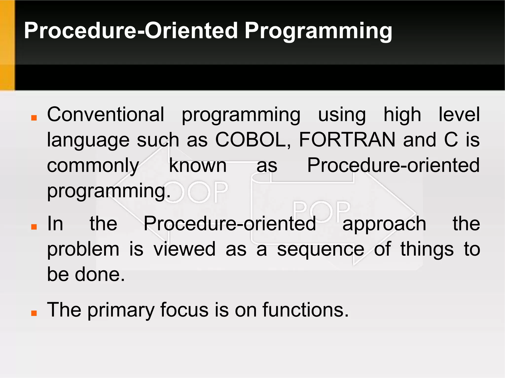 POP vs OOP Introduction | PPTX