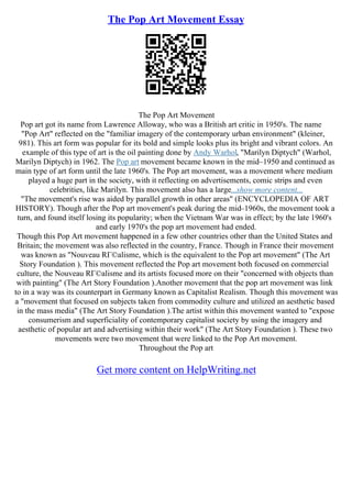 Pop Art Essay | PDF