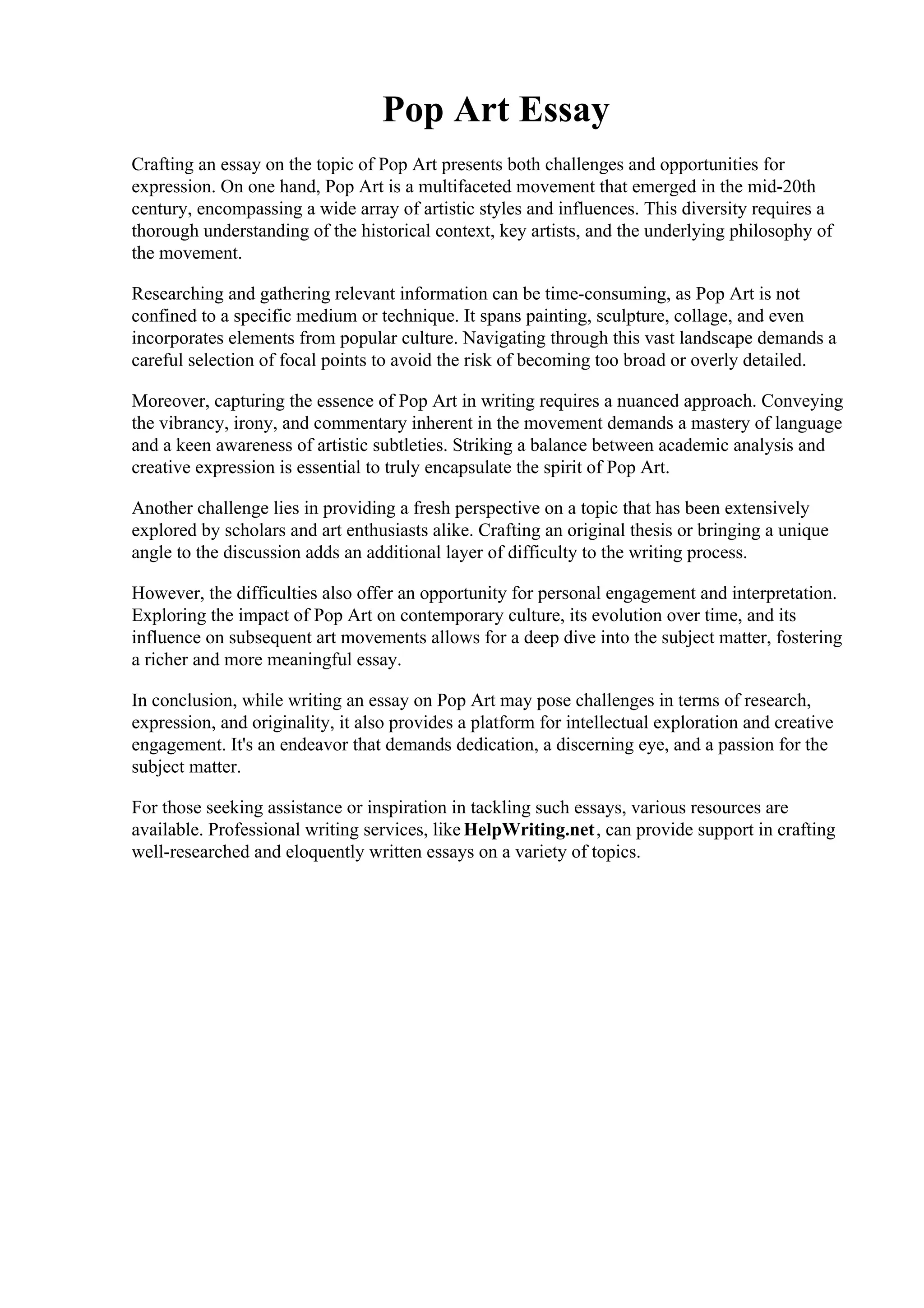 Pop Art Essay | PDF