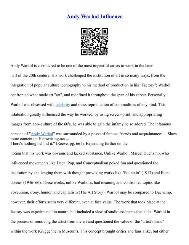 Pop Art Research Paper | PDF | Modern Art | Fine Art