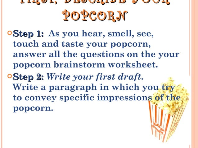 Popcorn writing directions | PPT