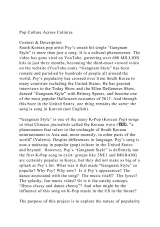 Pop Culture Across Cultures Context & DescriptionSouth Korea.docx