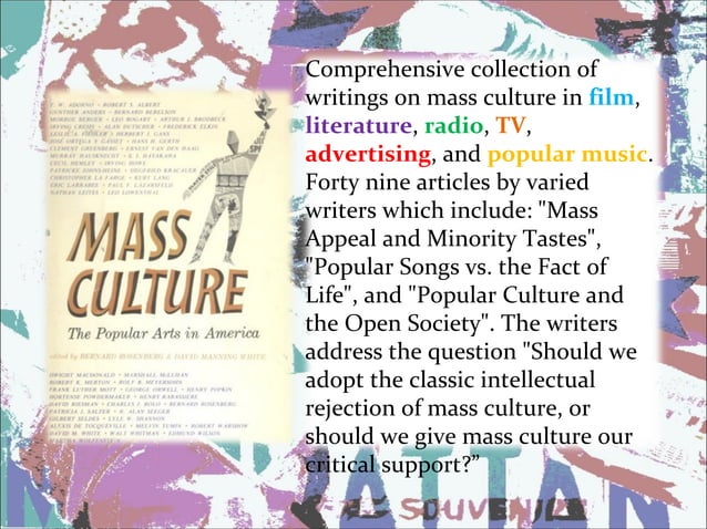 Pop culture and mass culture | PPT