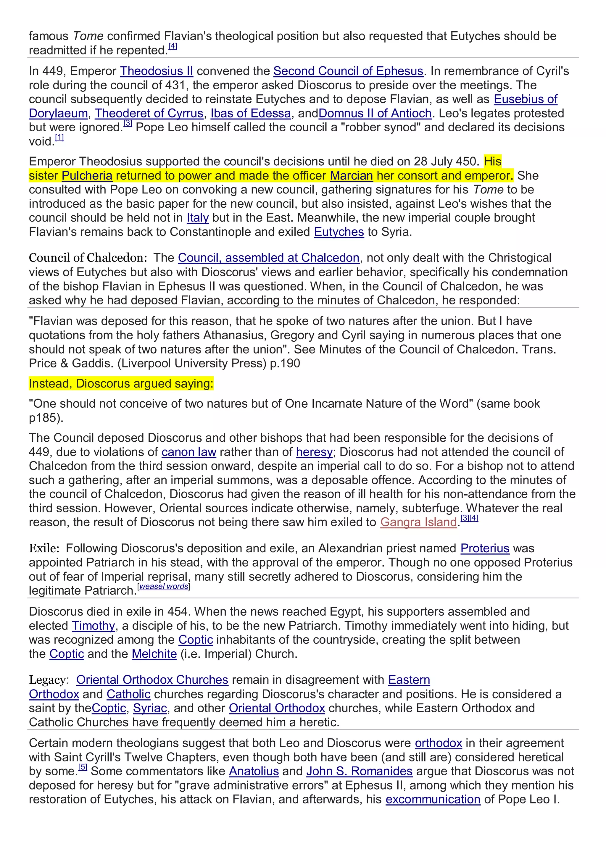 Pope dioscorus i of alexandria - | PDF