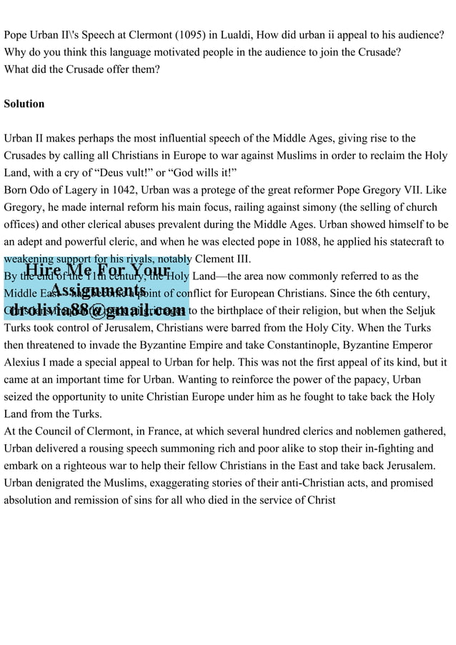 Pope Urban IIs Speech at Clermont (1095) in Lualdi, How did urban .pdf