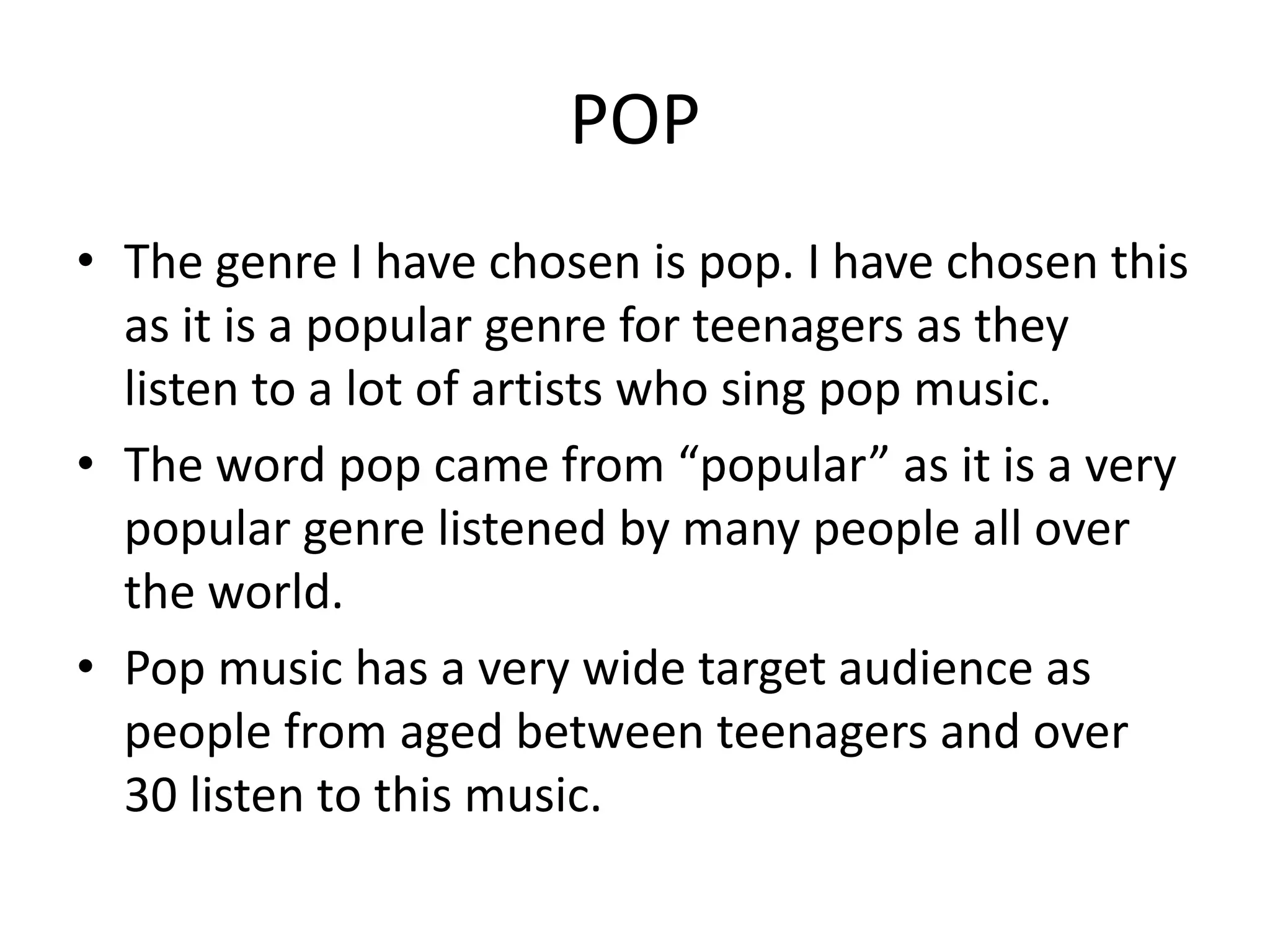 Pop genre media | PPTX
