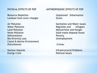 Pop growth impact on health | PPTX