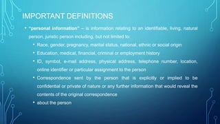Protection of Personal Information | PPTX