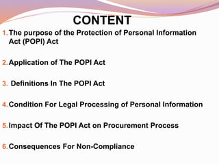 The Popi Act 4 of 2013 - Implications for iSCM | PPTX