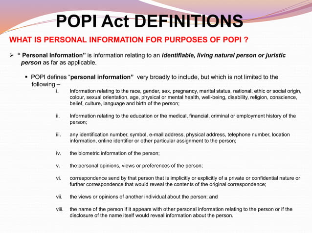 The Popi Act 4 of 2013 - Implications for iSCM | PPTX | Email | Internet