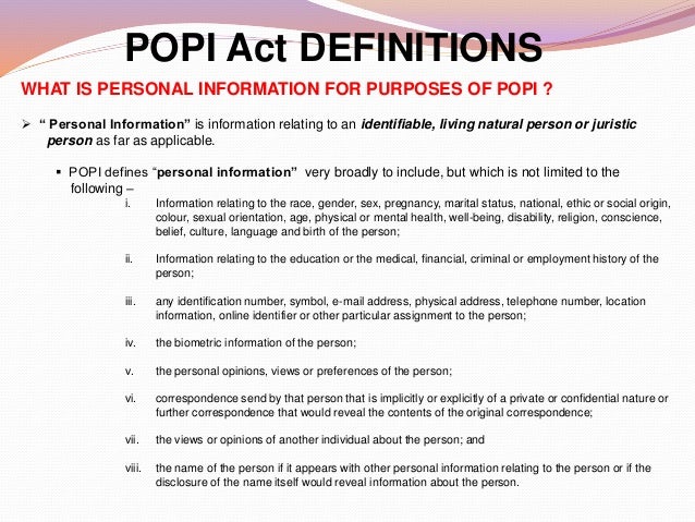 The Popi Act 4 of 2013 - Implications for iSCM