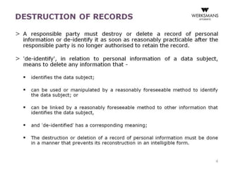 Data management: retention, destruction and restriction - Ina Meiring ...