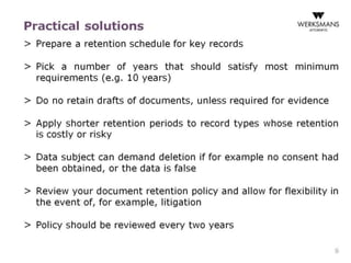 Data management: retention, destruction and restriction - Ina Meiring ...